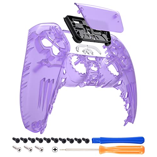 eXtremeRate Clear Atomic Purple Touchpad Front Housing Shell Compatible with ps5 Controller BDM-010 BDM-020 BDM-030, DIY Replacement Shell Custom Touch Pad Cover Compatible with ps5 Controller