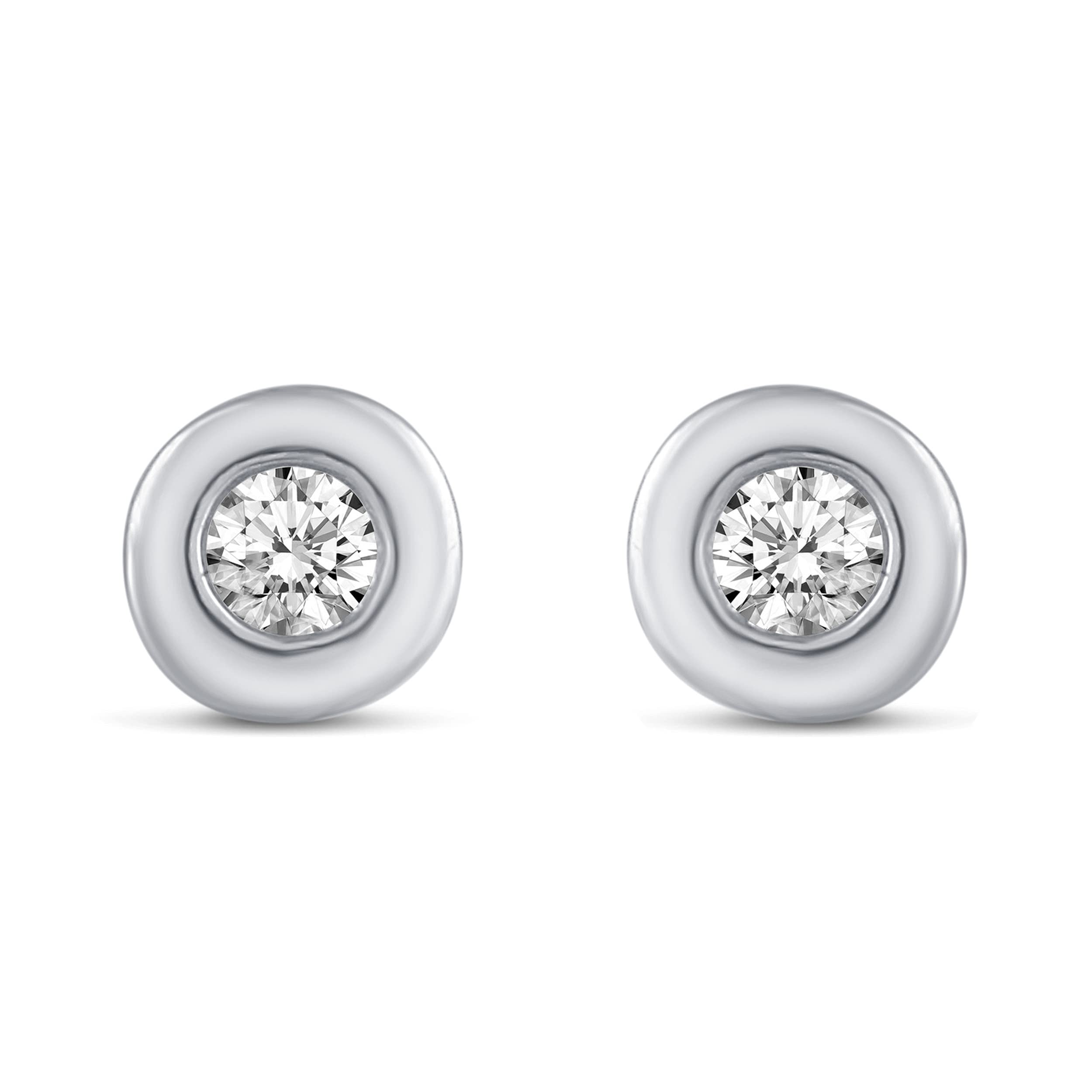 3 Pairs Set Ear Party 1/10 Cttw Natural Diamond Turtle Star Bezel Stud Earrings in 925 Sterling Silver