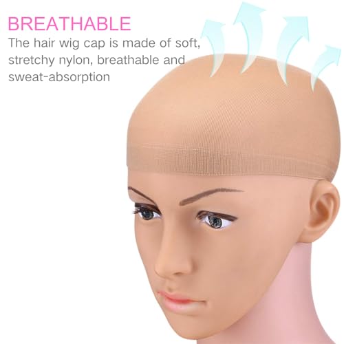 OSCCI Brown Stocking Wig Caps 2 Pieces Stretch and Breathable Nylon Wig Cap Suit for Women and Men (2 Caps)