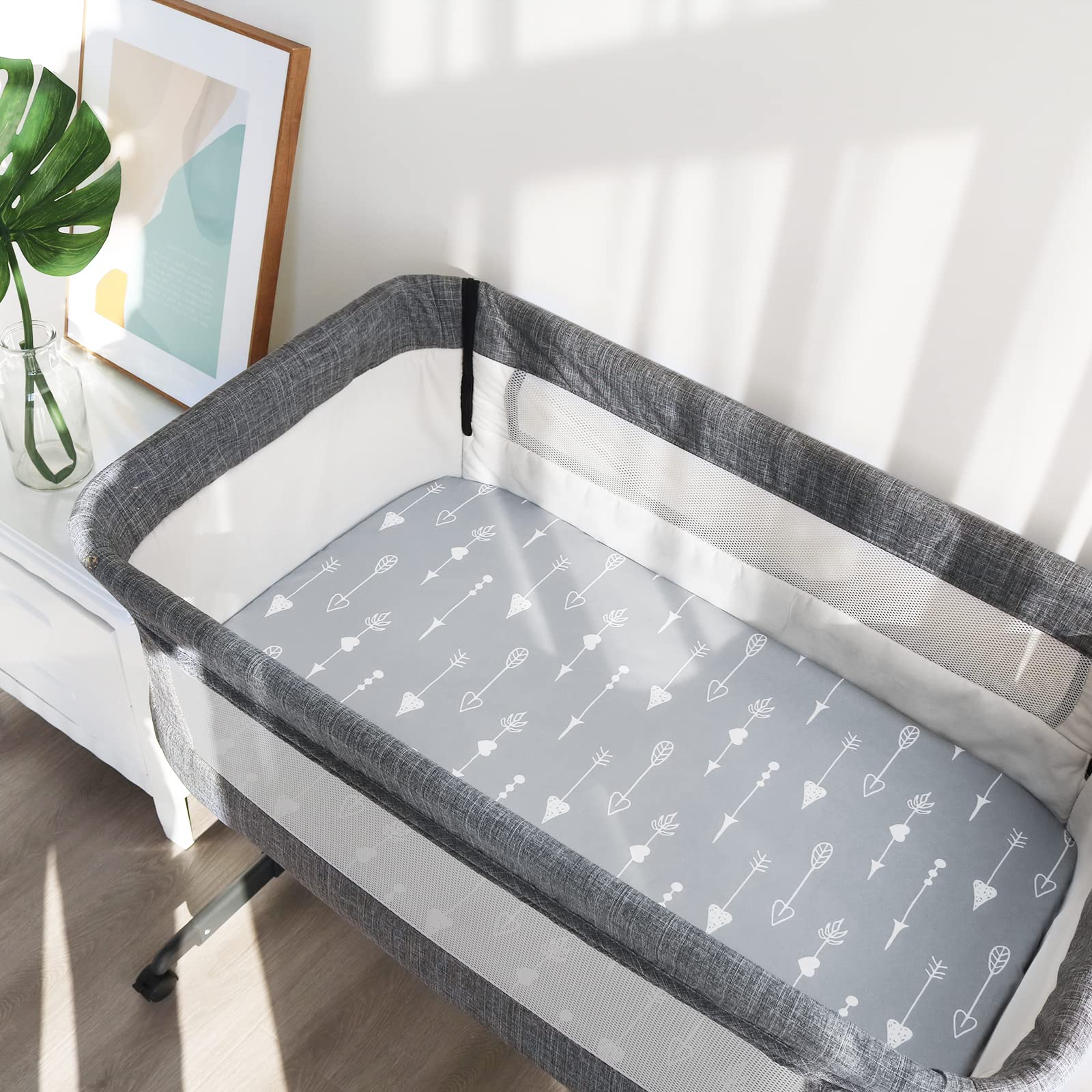 5 Count Changing Pad Liner, Larger Changing Pad Cover 28" X 15", Cotton Flannel, Absorbent & Skin-Friendly (Solid Improved Thickness)/ Bassinet Sheets for Boys and Girls (33" x 20") 4 Pack