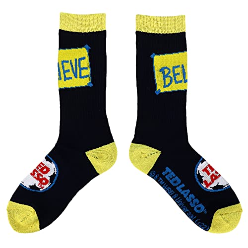 Bioworld Ted Lasso TV Series Believe in Believe Men's 3-Pack Athletic Crew Socks