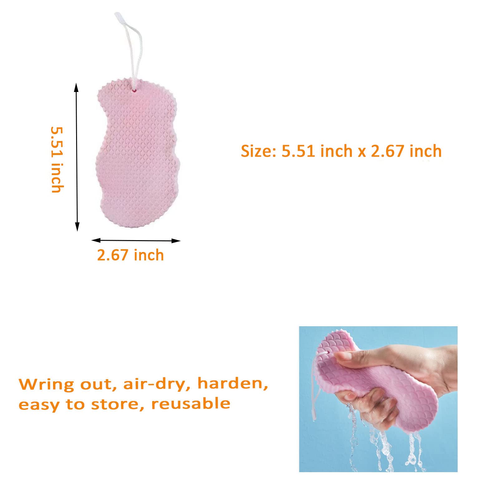 4 pcs Exfoliating Bath Sponge, 3D Ultra Soft Bath Body Shower Sponge, Magic Bath Sponge Dead Skin Remover, Reusable Exfoliating Exfoliating Skin Remover (Pink+Blue+Gray+White)