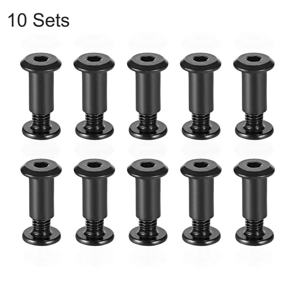 uxcell Screw Post Fit for 5/16"(8mm) Hole Dia, Male M6x12mm Belt Buckle Binding Bolts Leather Fastener Carbon Steel Black 10 Sets