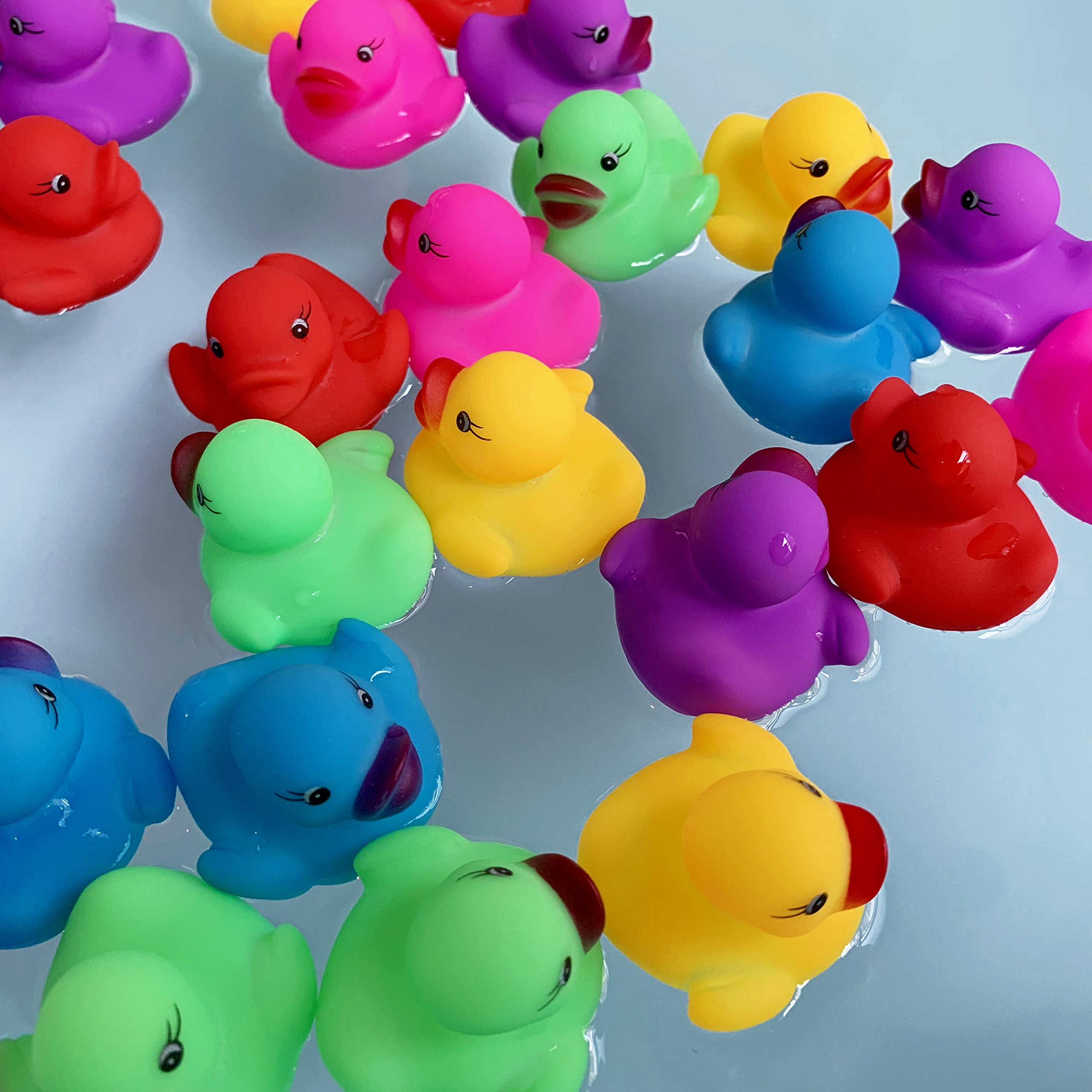 54-Pack Mini Rubber Ducks Set, Mini Colorful Rubber Duckies Bath Toy for Child,Float & Squeak Tiny Ducks Pool Toy Set for Kids Party Favors,Birthday Party Supplies,Prize Rewards