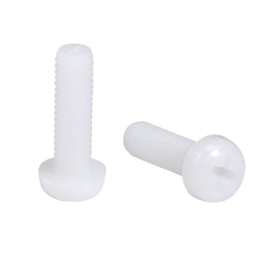 uxcell M6x20mm Threaded Nylon Phillips Cross Pan Head Machine Screws Bolts White 50Pcs