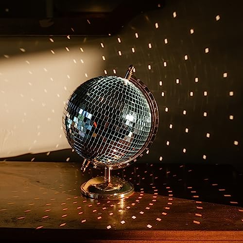 ALARA Designs Disco Ball – Unique Disco Ball Décor Globe – Luxurious Light Reflecting Desk Globe – Gold and Mirror World Globe – Fully Rotating Mini Disco Ball – Fun and Cool Design – 11 x 8 inch