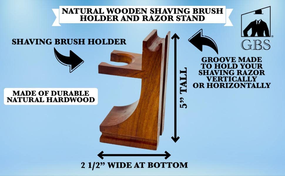 G.B.S Men's Wood Shaving Bowl and Shave Brush with Stand Set Christmas Gift for Men Stocking Stuffer Grooming Kit