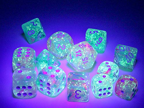 Chessex Nebula Dice Block 16mm d6 Wisteria with White Luminary (12 dice)