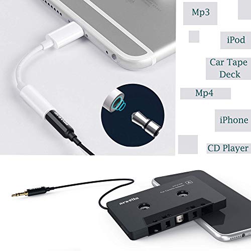 arsvita Car Audio aux Cassette Adapter and a Type C to 3.5mm Audio Aux Jack Adapter,Compatible for Google , Samsung , Xiaomi , Huawei All Type C Port Devices. --- White