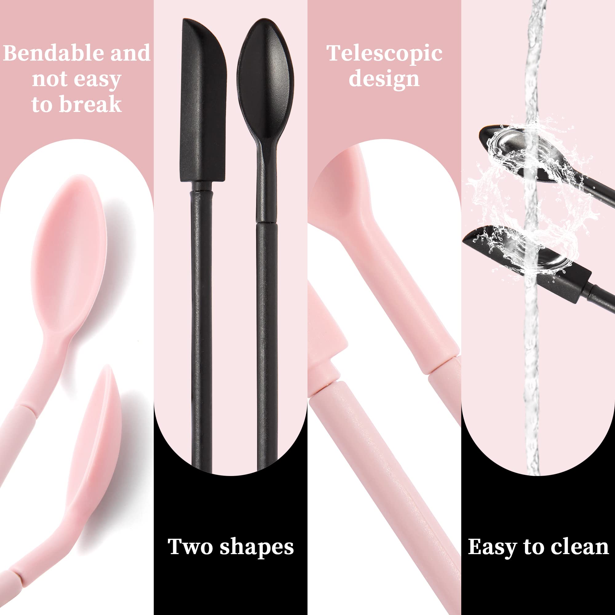 4 Pcs Makeup Spatula Tool Cosmetic Spatula Foundation Spatula Beauty Spatula Skincare Spatula Lotion Spatula Makeup Scoop Spatula Mini Spatula for Cosmetics Beauty Tools Mini Cosmetic Spatula Pink