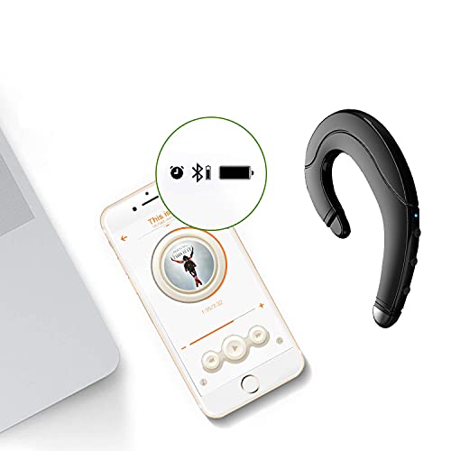 AOCOAKW Ear Hook Bluetooth Headset V5.0 with Mic, Lightweight Painless Singel Ear Wireless Earphones 5 Hrs Playtime for Android Phones/iPhone X/8/7/6, Non Bone Conduction Headphone with Ear Plug