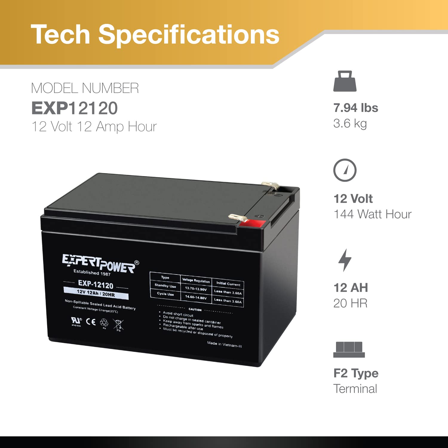 ExpertPower 12V 12AH Compatible Battery for 6-DZM-12 APC Scooter Medical - 4 Pack