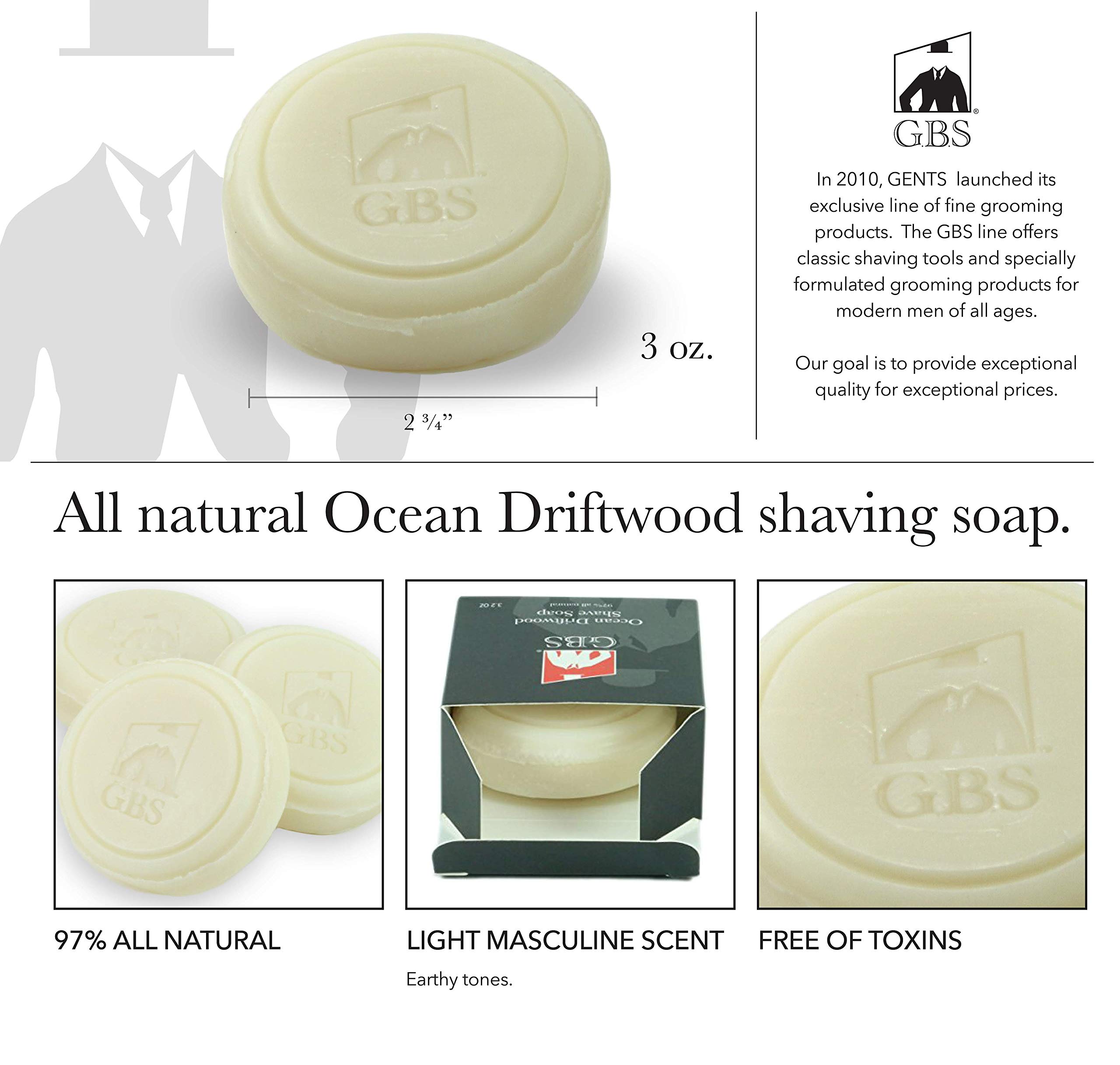 G.B.S Shaving Set for Gentlemen, Premium Men's Grooming, Men Wet Shaving Set, Ceramic Ivory Shaving Soap Bowl with Shaving Brush, Stand and Natural Soap