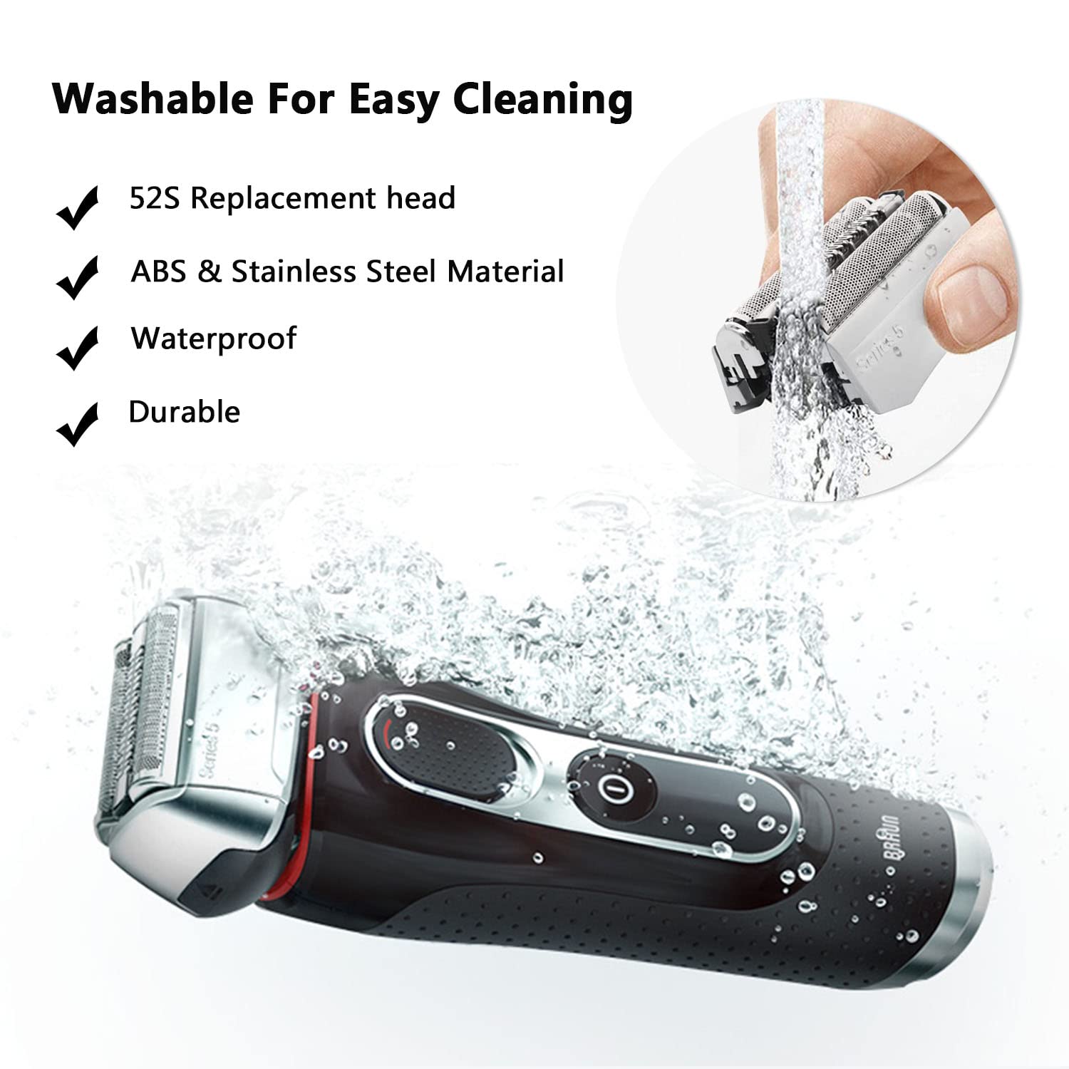 Aijen 5 Series 52s Shaver Replacement Heads - Compatible with Braun Models 5020s, 5030, 5030s, 5040, 5040s, 5050, etc 1 count