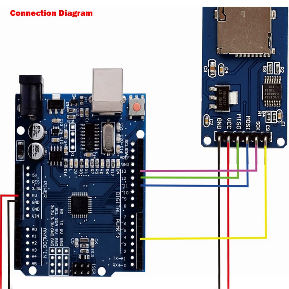 Geekstory 5 PCS Micro SD Card Module Mini TF Card Adapter with Memory Storage Breakout Board SPI Interface Driver + 40 PCS Female to Male Dupont Cable Line for Arduino Raspberry Pi