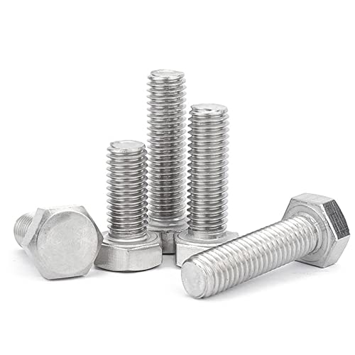 3/8-16 × 1" Hex Head Screw Bolt, 304 Stainless Steel 18-8, Full Thread, Coarse Thread UNC, ASME B18.2.1, 10 Pcs-Pack