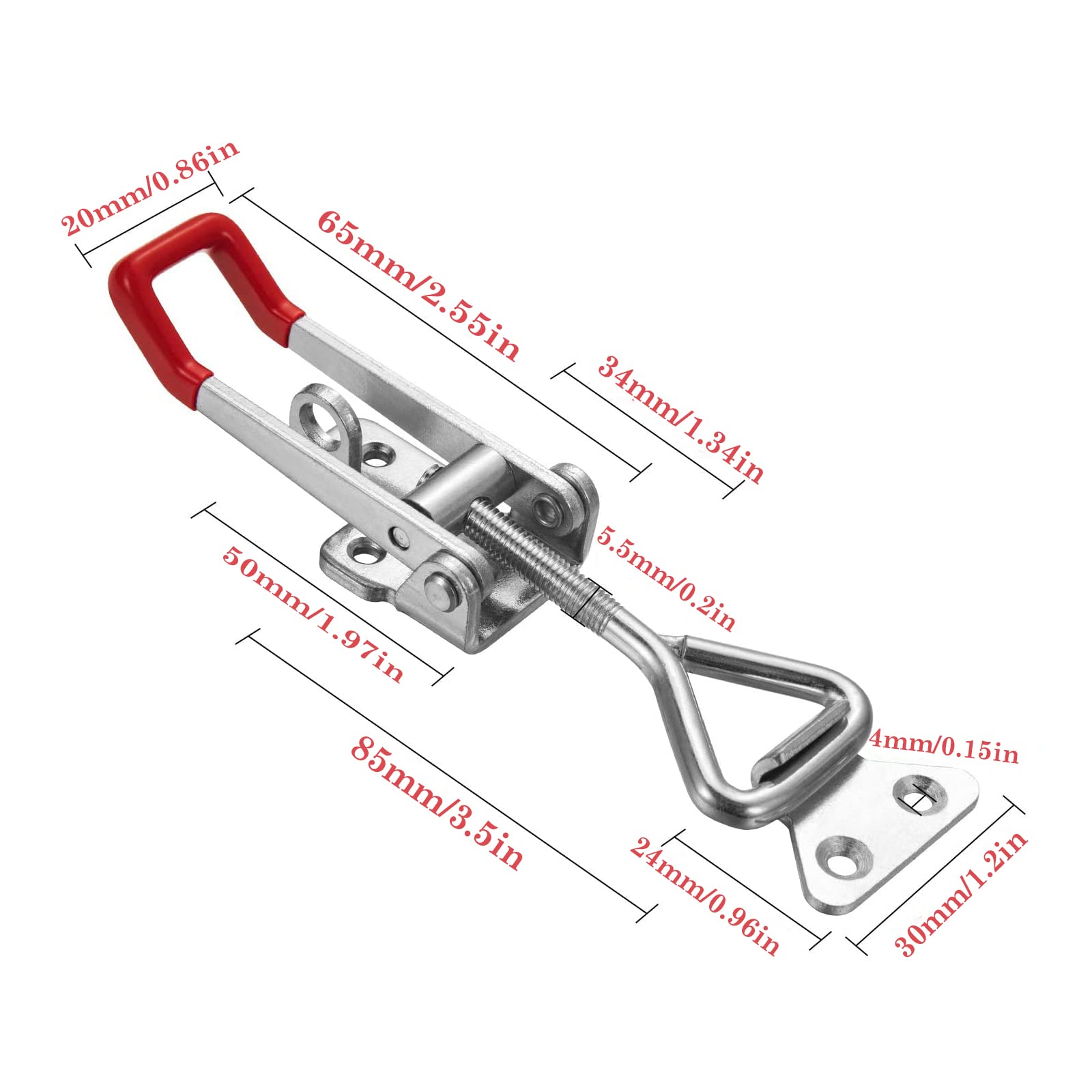 Accessbuy Toggle Latch Clamp 4002 Style,550Lbs Holding Capacity,Toggle Latches with Lock-Hole,Adjustable Heavy Duty Medium Latch for Smoker lid,ToolBox Cases and More (5.7inch)