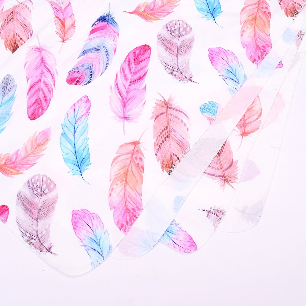 Galabloomer Baby Sleep Swaddle Blanket Large and Bow Headband Set 47 inch X 47 inch Feather
