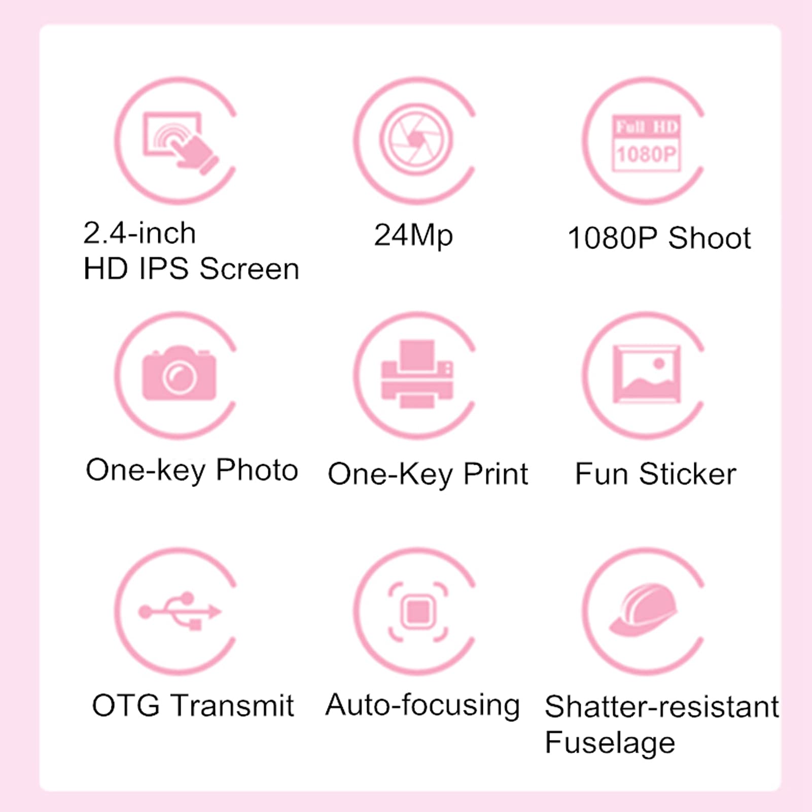 Children Mini Camera, Built-in 1000mah Rechargeable Lithium Battery Dual Camera Design 1080P HD Instant Print Camera 1080P HD for Kids