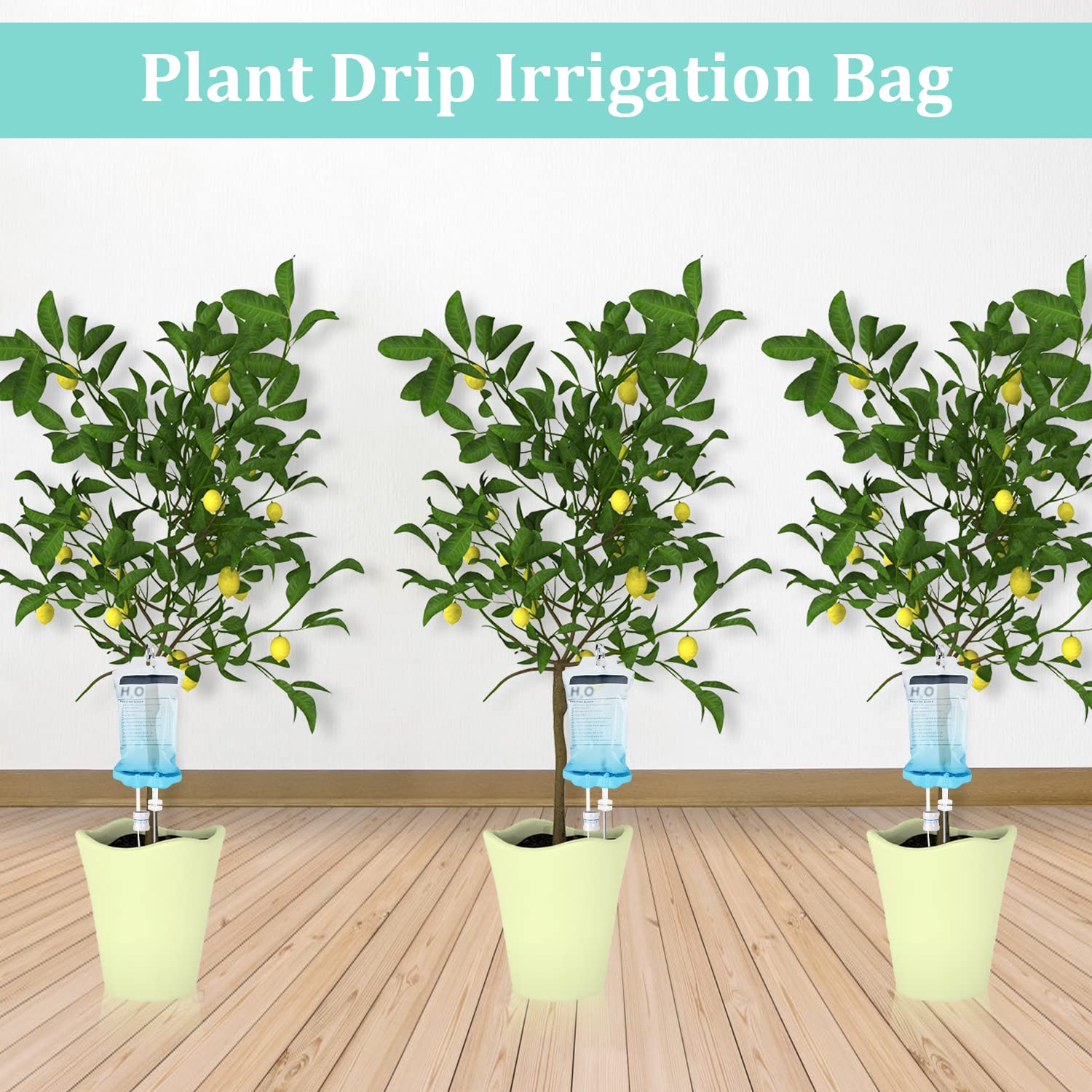 4 Pcs Plant Drip Irrigation Bag, 350ML Plant Self Automatic Flower Watering Devices Irrigation Drippers with Metal Support Rod Self Watering Small Funnel for Indoor Outdoor Automatic Watering System
