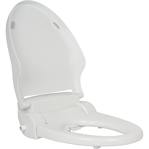 ALPHA BIDET JX Elongated Bidet Toilet Seat, White, Endless Warm Water, Rear and Front Wash, LED Light, Quiet Operation, Wireless Remote, Low Profile Sittable Lid, 3 Year Warranty (Elongated)