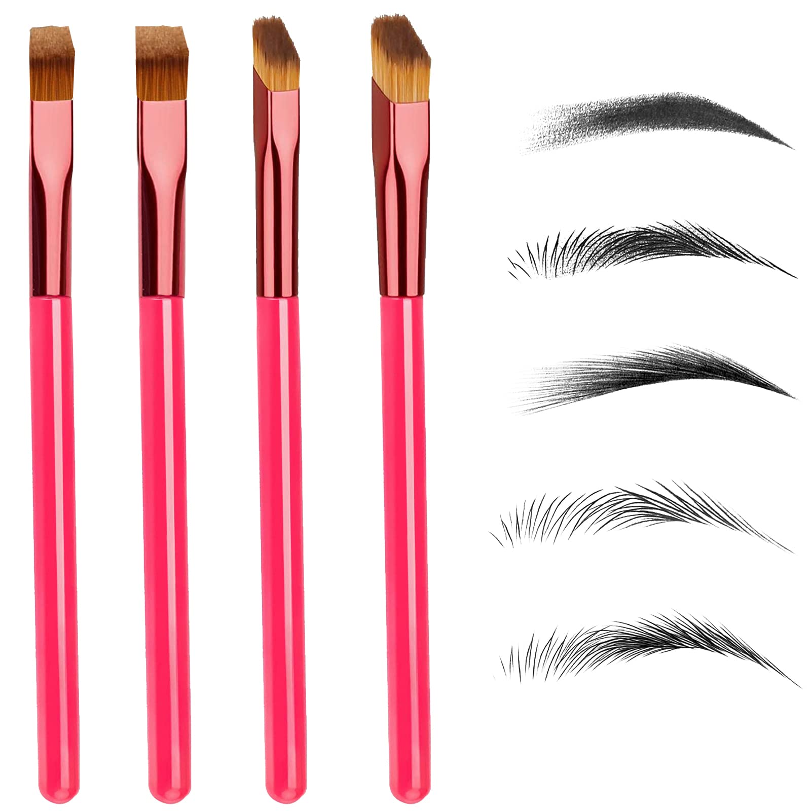 4Pack Eyebrow Brush Professional Multi-Function Angled Eyebrow Brush Concealer Brush Makeup Brush for Eyeshadow, Hairline, Three-Dimension
