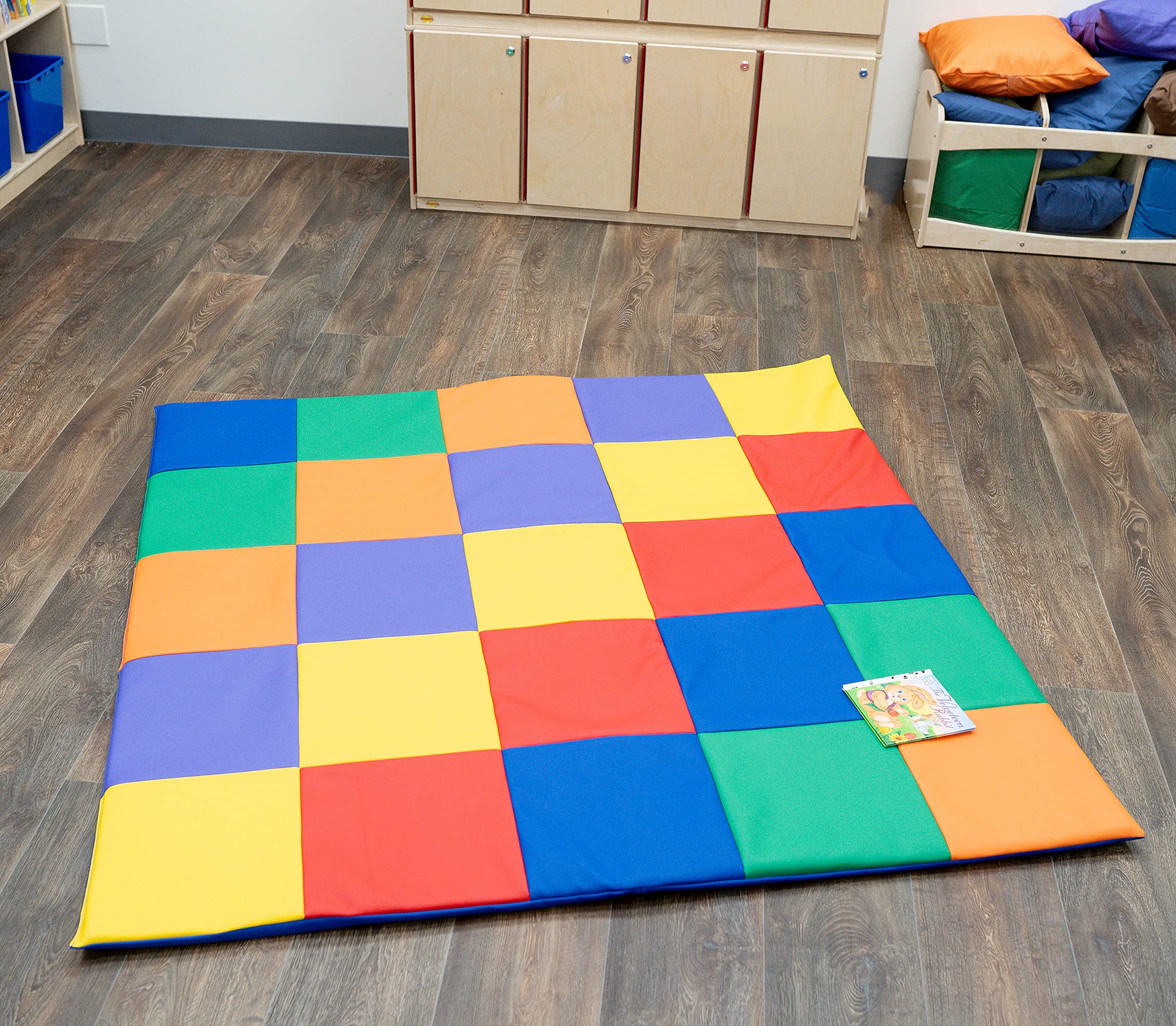 Children's Factory Patchwork Crawly Mat, Cushioned Floor Mat for Kids, Daycare Mat for Babies