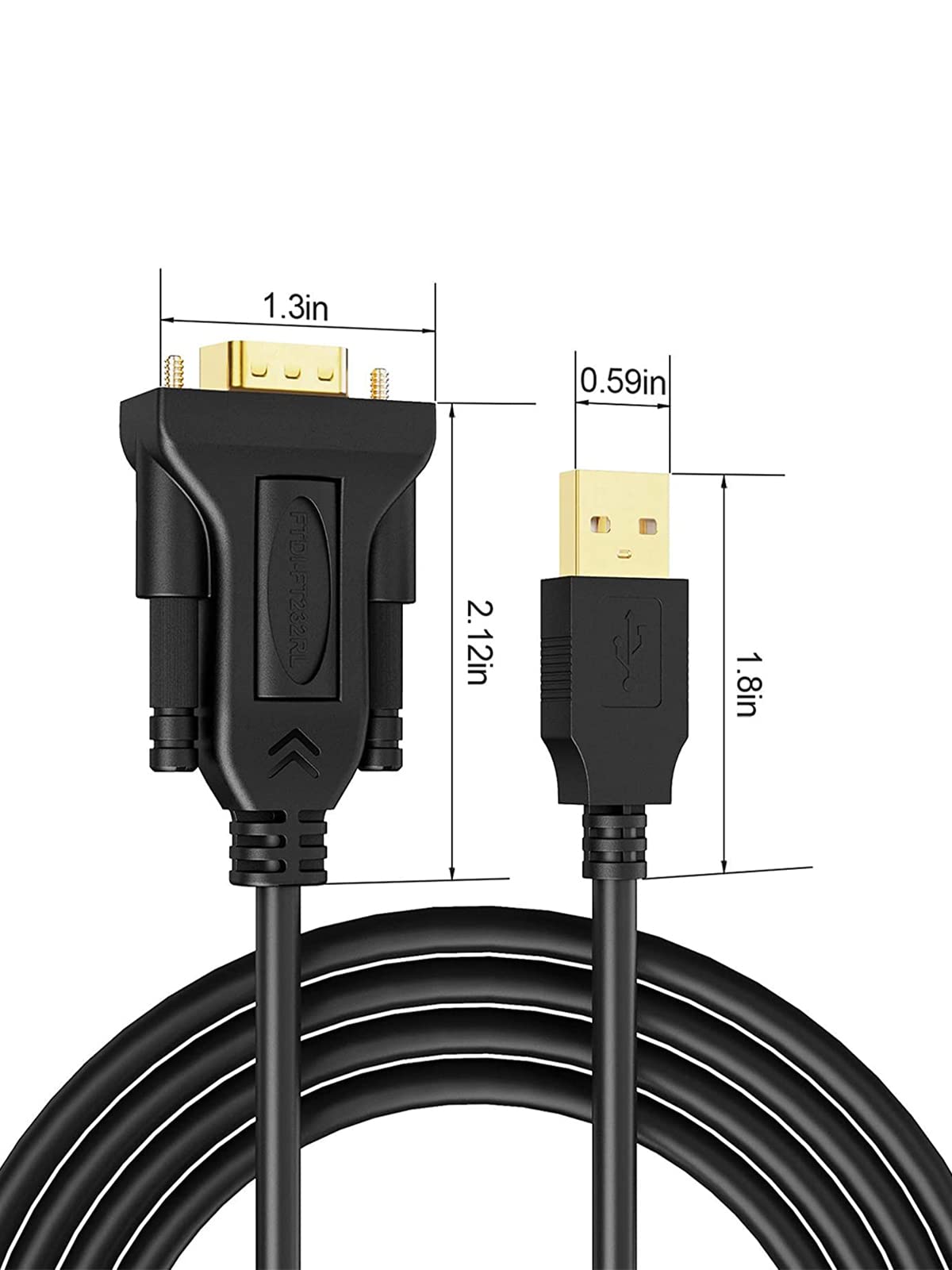 CableCreation USB to RS232 Cable (FTDI Chipset), 3 Feet RS-232 Male DB9 Serial Converter Cable for Windows 11, 10, 8.1, 8,7, Vista, XP, 2000, Linux, Mac OS X,1M / Black