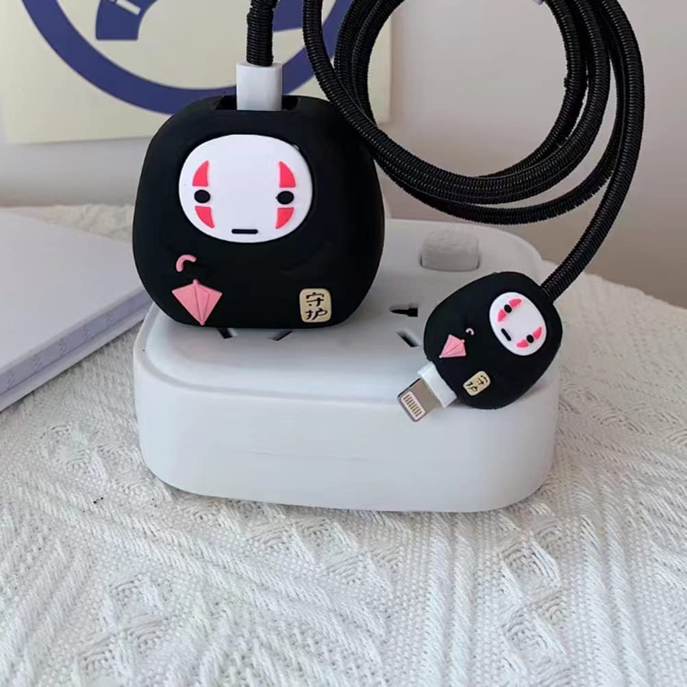 3D Protective Case for iPhone 20W USB-C Power Adapter Charger USB Lightning Cable, Cute Cartoon Series Soft Silicone Fast Lightning Chargers Cable Protective Cover for iPhone Charger (No Face man)