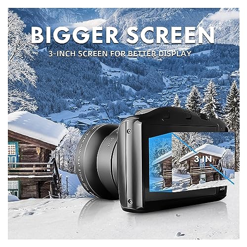 4K Digital Camera Ultra 48MP Camera Camera with Wide Angle Lens 16X Digital Zoom 3.0 Inch Screen Camera (Size : No Card, Color : OneSize)