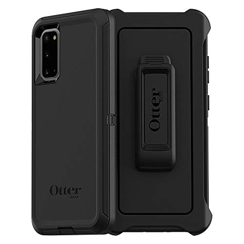 OtterBox Galaxy S20/Galaxy S20 5G (NOT COMPATIBLE WITH GALAXY S20 FE) Defender Series Case - BLACK, rugged & durable, with port protection, includes holster clip kickstand