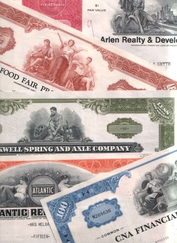 AMAZON SPECIAL!! 50 DIFFERENT RARE ORIGINAL VINTAGE US STOCK CERTIFICATES @ 50c!!! MANY BIG NAMES! LOWEST PRICE on EARTH!! BUY 2 LOTS GET 100 DIFFERENT with REDUCED SHIPPING!!!