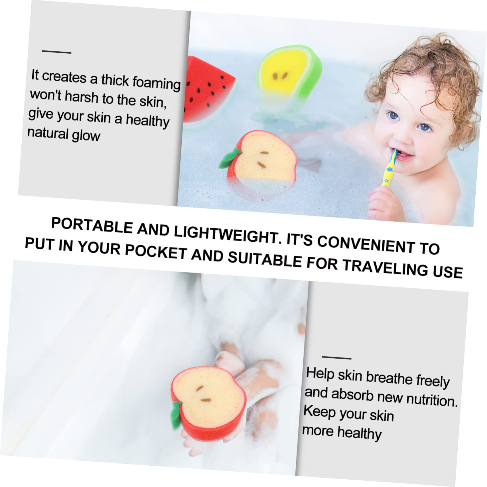 4pcs Bath Bath Rinser Sponge Bath Sponge Shower Puff Bath Sponge Fruit Bath Shower Sponge Cartoon Bath Sponge Scrubber Sponge Pu Sponge Material Spa