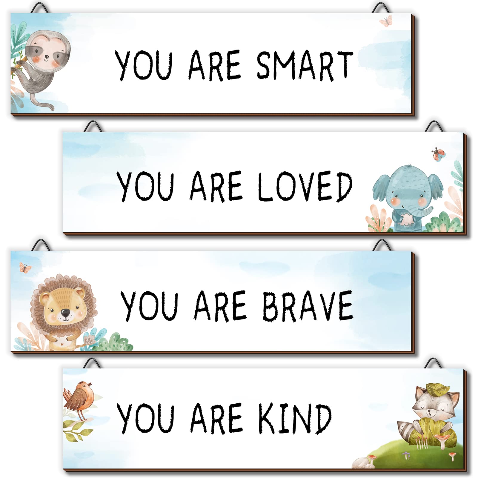4 Pieces Nursery Room Décor, Baby/children Jungle Room Décor, Boys/girls Room Décor, Cute Animals Nursery Decoration, 11.8 * 3 inches