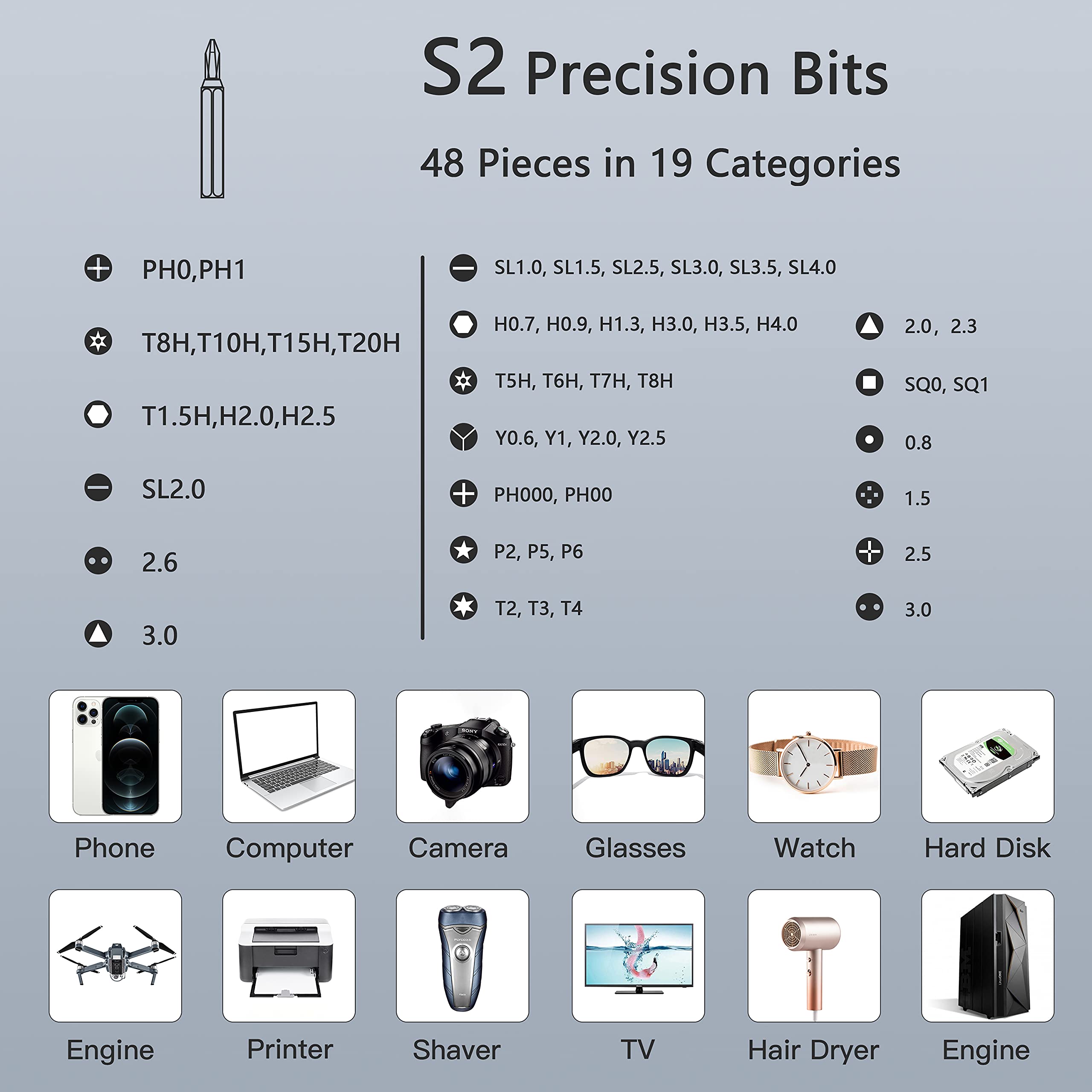 62 In 1 Mini Electric Screwdriver, Rechargeable Portable Small Cordless Electric Screwdriver Kit With Led Light and 48 Standard Screwdriver Heads, Handy Repair Tool for Phone Watch Camera Laptop.