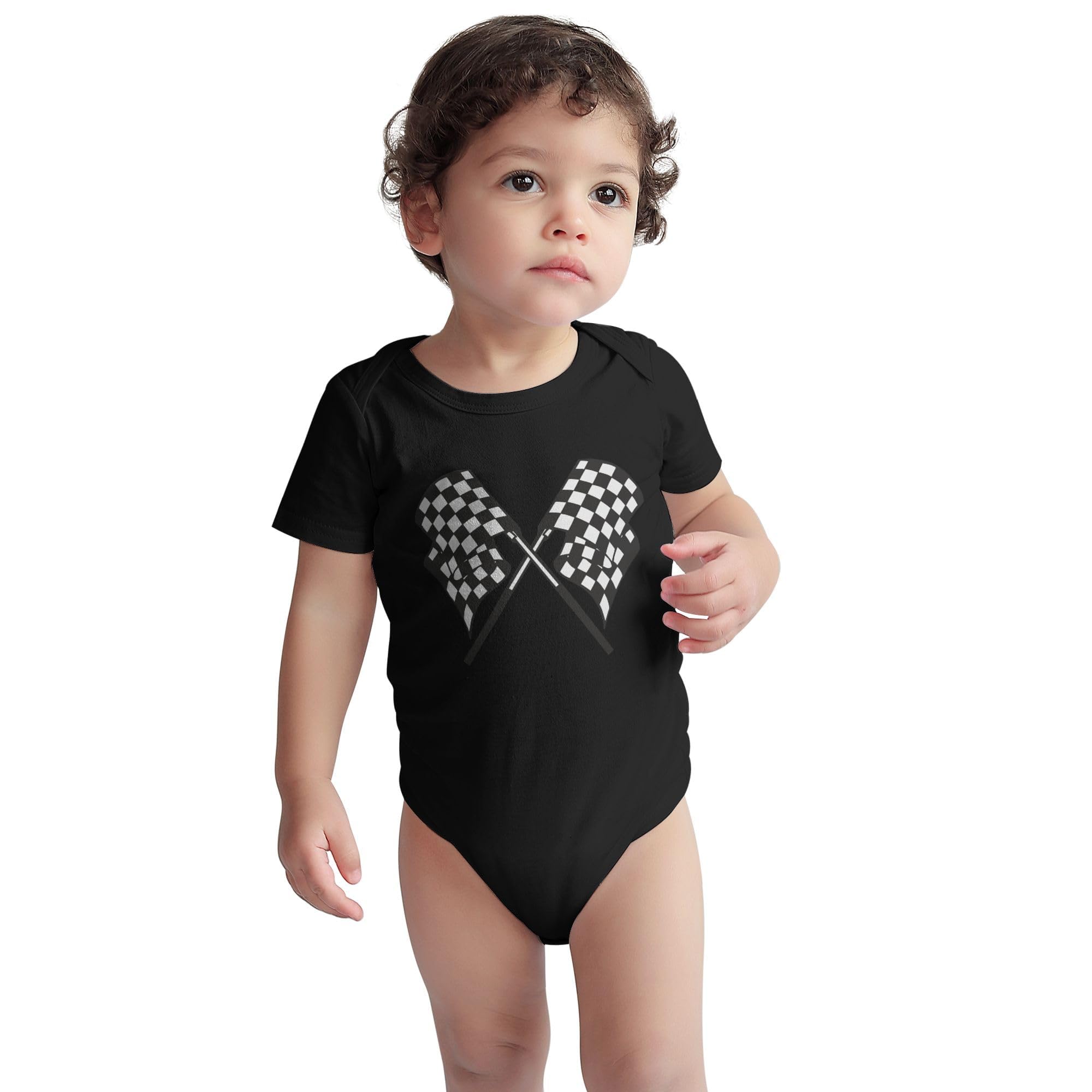 MOCSONE Checkered Flags Race Car Flag Newborn Girl Boy Romper Jumpsuit Bodysuit Baby Outfits Infant Clothes