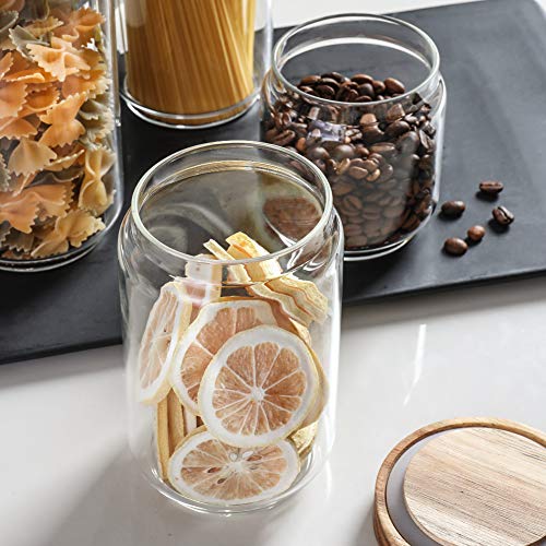 SWEEJAR 33 OZ Glass Food Storage Jar with Lid (set of 3),Airtight Canisters for Bathroom,Kitchen Container with Bamboo Cover for Serving Tea, Coffee, Spice and More