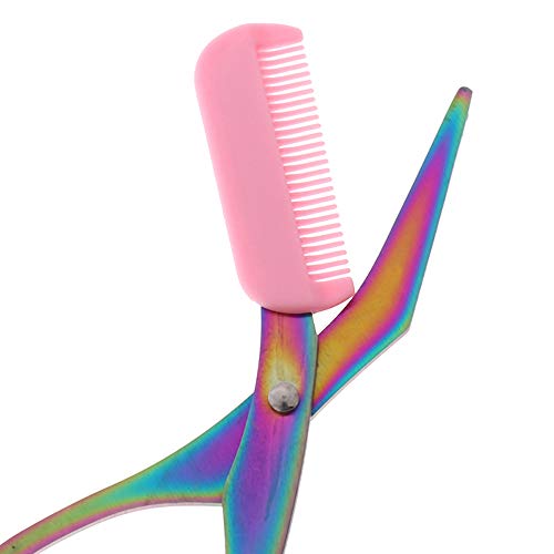 YITAQI Eyebrow Comb Scissors,Titanium Grooming Trimmer Makeup Tools Stainless Steel Eyelash Hair Clips Shaping Razor Hair Scissors Trimmer(Green)
