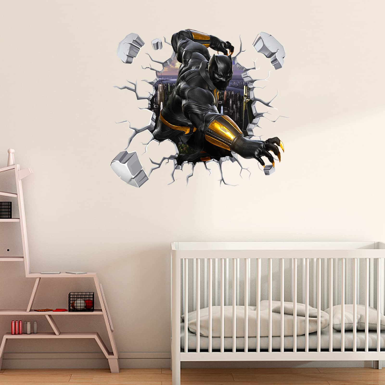 3D Superhero Wall Decals Realistic Self-Adhesive Vinyl for Bedroom Nursery Playroom Decoration Wall Stickers Gift Supplies(15.7inx19.7in)