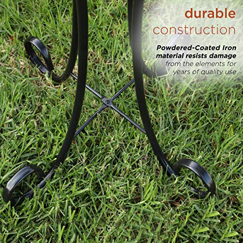 Alpine Corporation KPP160 Birdbath Metal Stand, 25 Inch Tall, 18"L x 18"W x 23"H, Black
