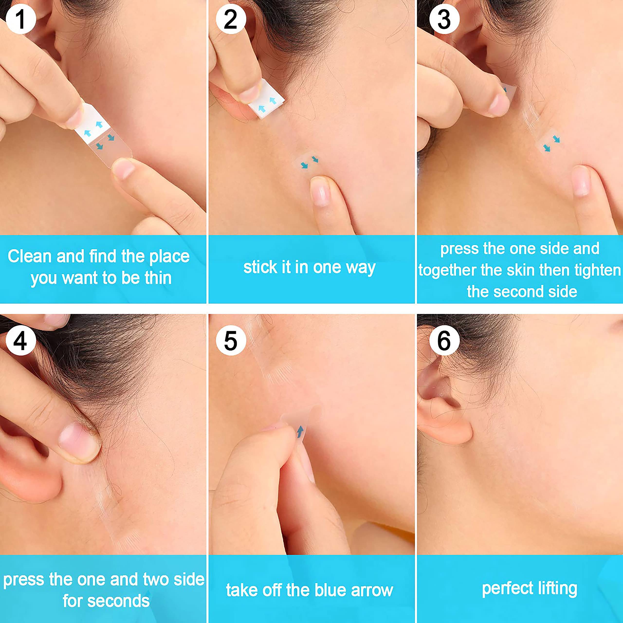 Yaomiao 200 Pieces Face Lift Tape Face Lifting Sticker Invisible Thin Face Stickers V-Shape Face Lift Tape Make-up Face Lift Tools for Face