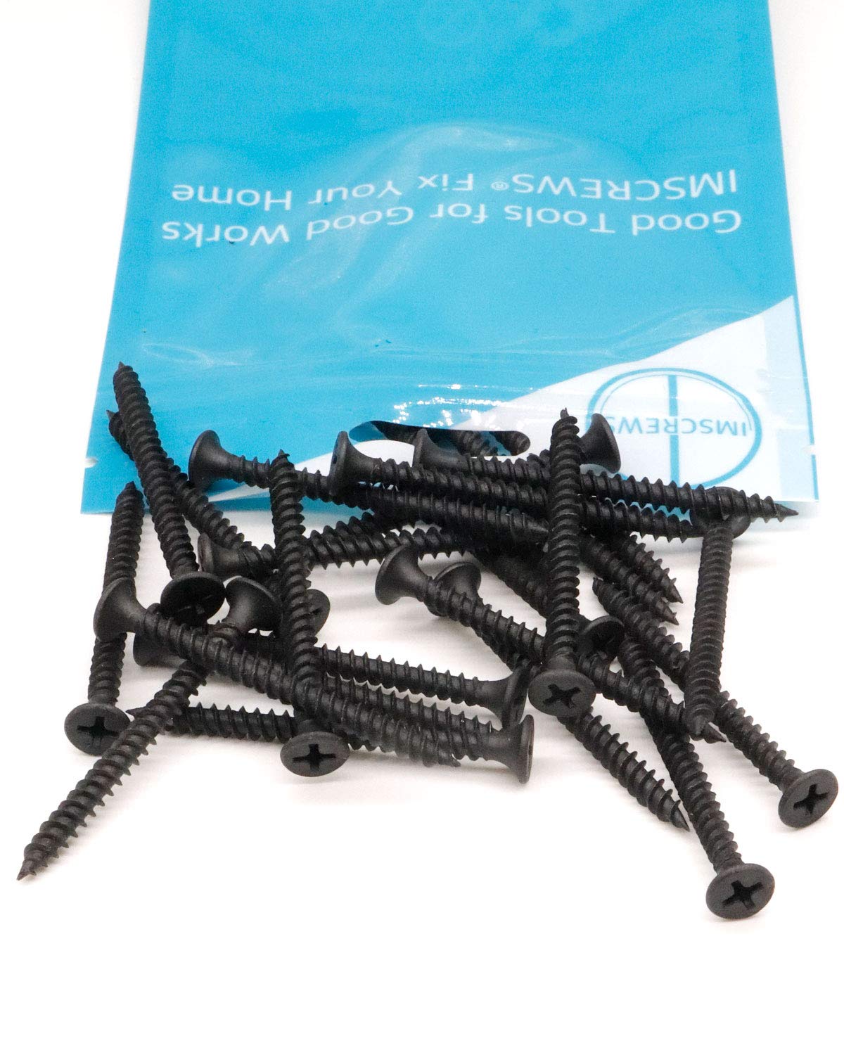 IMScrews 100pcs #8 x 2 Flat Head Phillips Drywall Screws Fine Thread Sharp Point Wood Screw, Carbon Steel 1022A, Black Phosphate