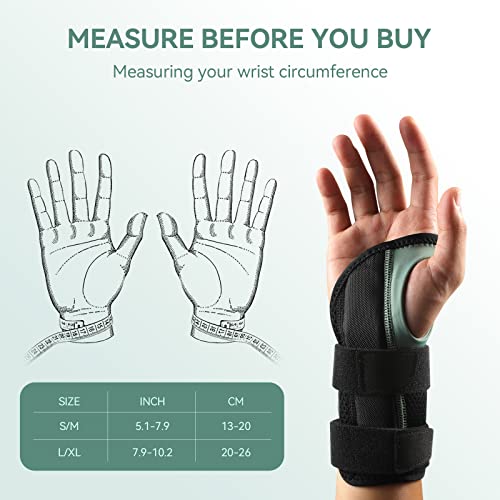 AGPTEK Wrist Brace, Wrist Support for Carpal Tunnel, Night Sleep Wrist Splint, Hand Brace for Arthritis, Sprains, Tendonitis and Joint Pain, Suitable for Right Hand, S:5.1-7.9in