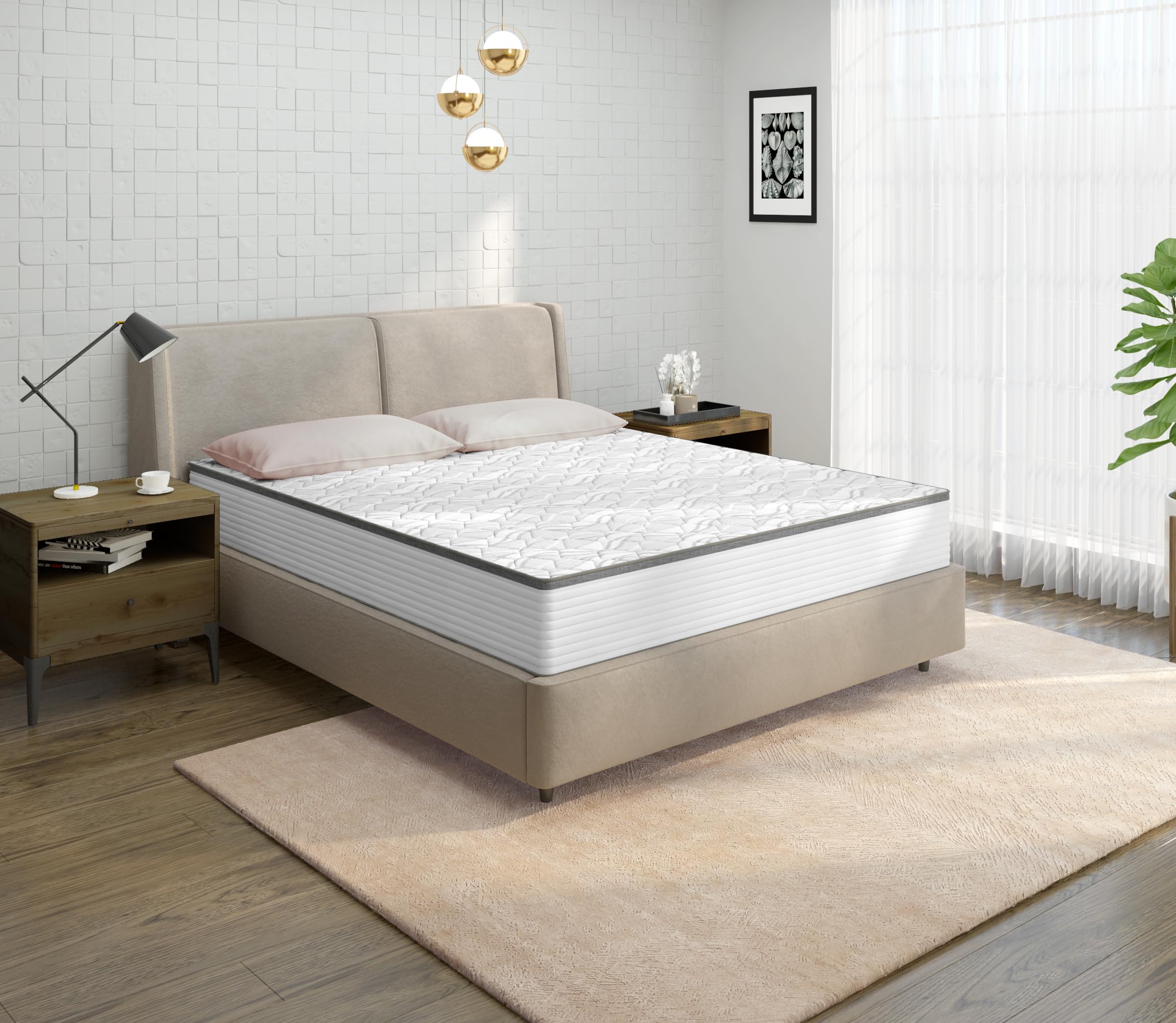 AMBEE21 Full Memory Foam Mattress for Comfortable Sleep | Medium-Firm Comfort Level | Quilting Support, and Pressure Relief | 10 Inches Thickness Include 6 Layers with Spring