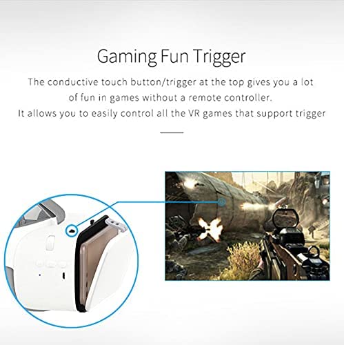3D Virtual Reality Glasses, VR Headset for iPhone and Android Phones, Goggles with Wireless Headphones for IMAX Movies & Play Games with Remote Controller (White)