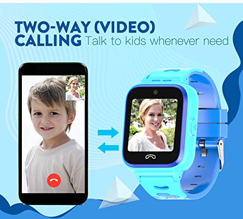 Vowor Kids Smart Watch, 4G WiFi GPS LBS Tracker SOS Emergency Call Video Chat Children Smartwatches, IP67 Waterproof Phone Watch for Boys Girls Age 3Years+, Compatible with Android/iPhone iOS (Blue)