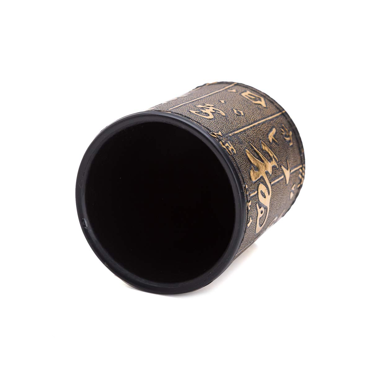 Asian Home Thy Collectibles Dice Cup with 5 Dices, PU Leather Professional Dice Shaker Cup Set for Yahtzee/Craps/Backgammon or Other Dice Games Chinese Calligraphy Design, 2 Pack