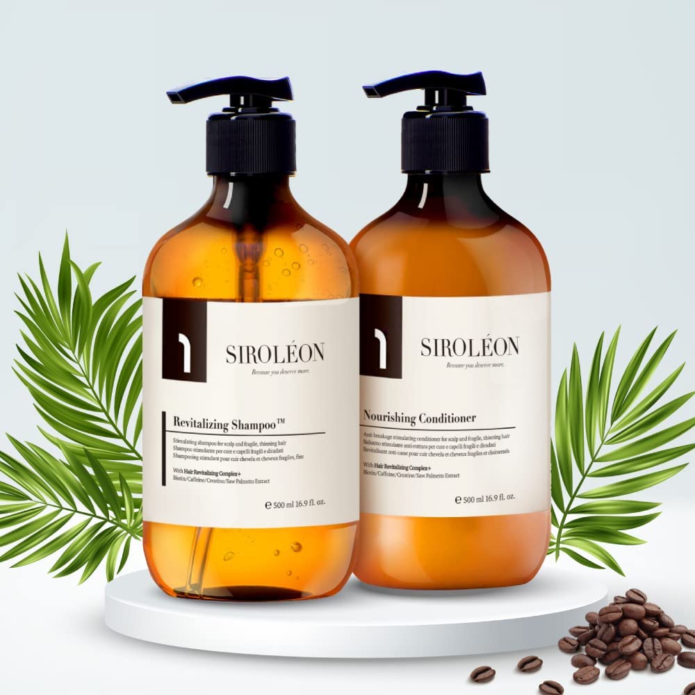 SIROLÉON Biotin Shampoo and Conditioner Set for Thinning Hair and Hair Loss, Hair Thickening Formula with Saw Palmetto Extract & Natural Smelling, For Men and Women, Silicon Free, 16.9 fl oz