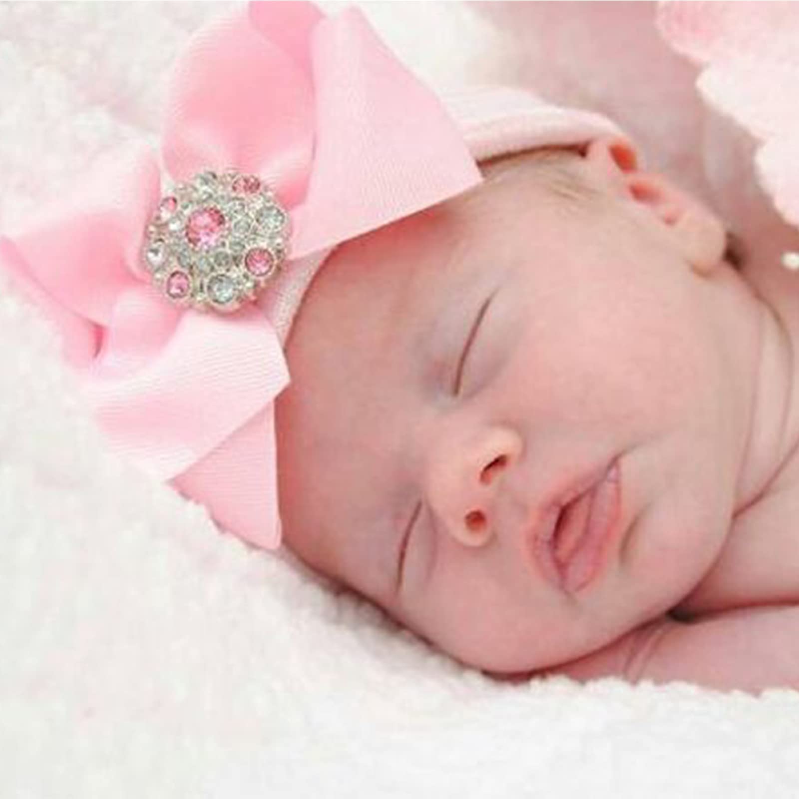 DRESHOW BQUBO Newborn Hospital Hat Infant Baby Hat Cap with Big Bow Soft Cute Knot Nursery Beanie