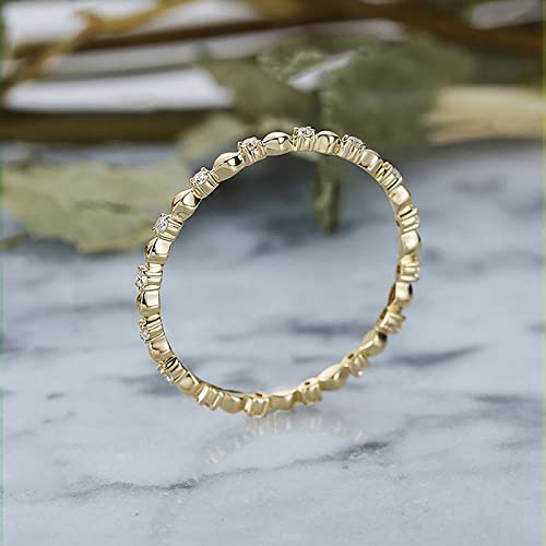 4K Gold Plated Wedding Band for Women Thin Stacking Ring Zirconia Engagement Ring Mid Rings (Gold, 10)